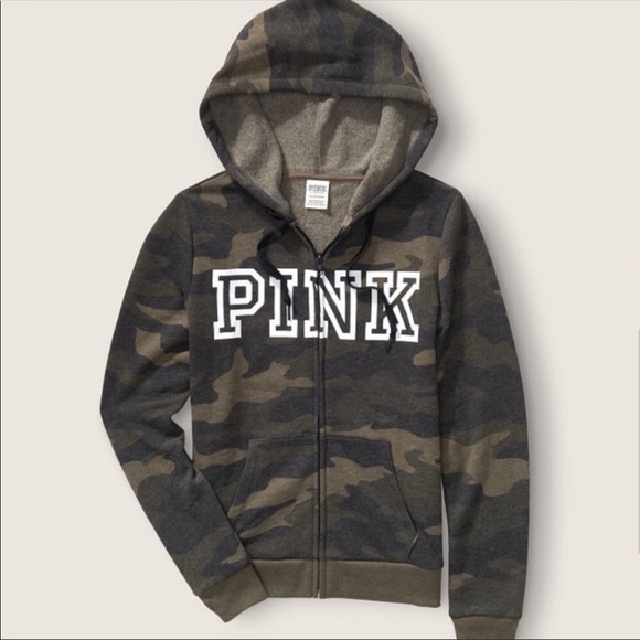 PINK Victoria's Secret | Jackets & Coats | Vs Pink Green Camo Jacket ...